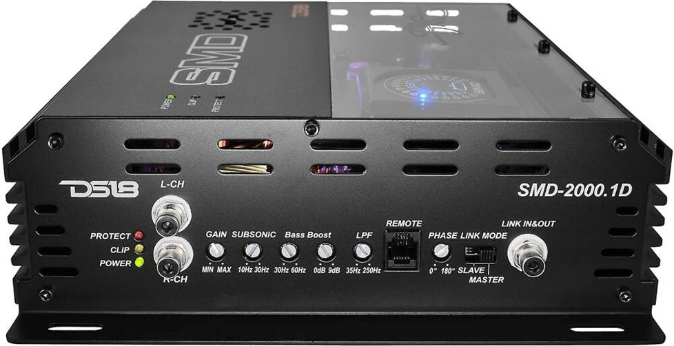 DS18 SMD-2000.1D Steve Meade Designs mono subwoofer amplifier — 2000 watts RMS x 1 at 1 ohm at ...