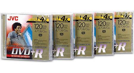 JVC Blank DVD+R Disc 5-pack 4.7GB, 8X compatible at Crutchfield