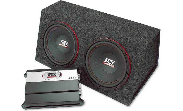 MTX Bass Package MXA4002 2-channel car amplifier RT12X2A sealed enclosure with two 12" Road ...