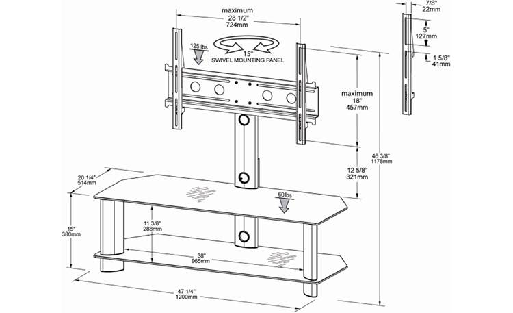 Techcraft TRK50B Audio/video stand with integrated mount for flat-panel ...