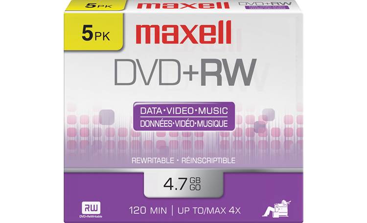 Maxell DVD+RW (5-disc pack) 4.7GB single-sided DVD+RW, 4X compatible at ...