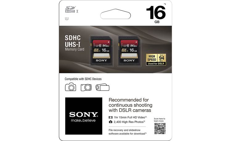 Sony SDHC UHS-1 Memory Card 2-Pack (16GB) Speed Class 10 at Crutchfield