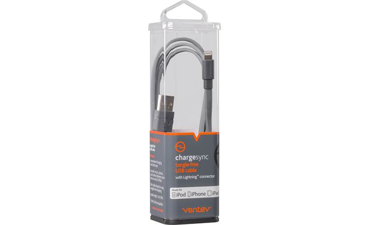 Ventev chargesync flat (Gray, 3-foot) Type-A USB-to-Lightning™ cable at Crutchfield