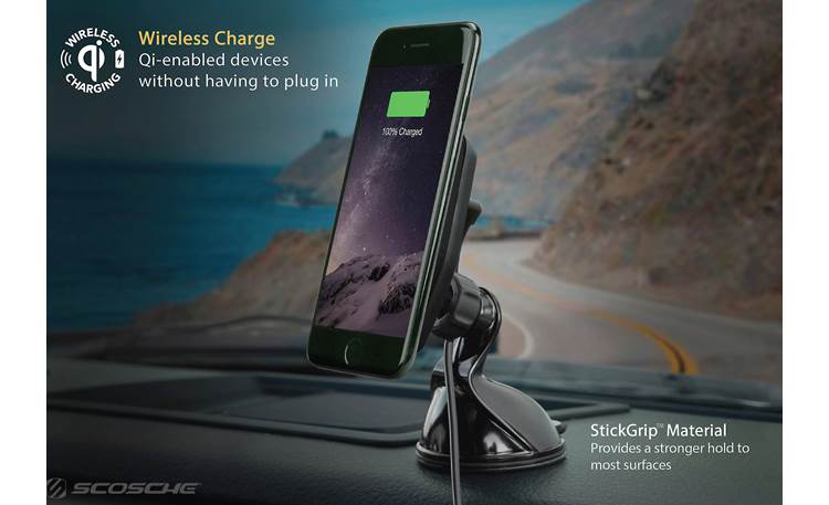 Scosche MPQHC-XTSP1 MagicMount™ Qi wireless charger for home or car at ...