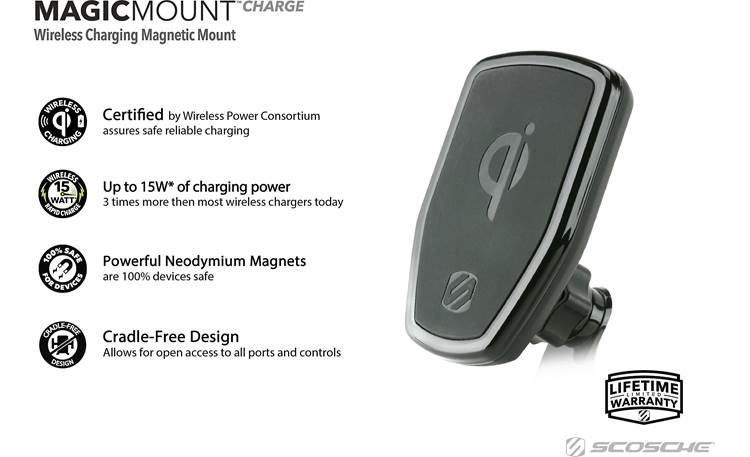 Scosche MPQHC-XTSP1 MagicMount™ Qi wireless charger for home or car at ...
