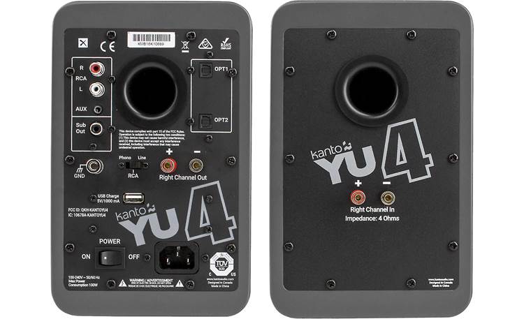 Kanto YU4 (Matte Grey) Powered stereo speakers with Bluetooth® and ...