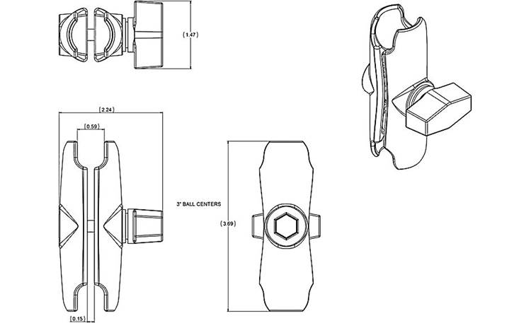 RAM Mounts RAM-B-201U Double socket arm for 1" balls at Crutchfield
