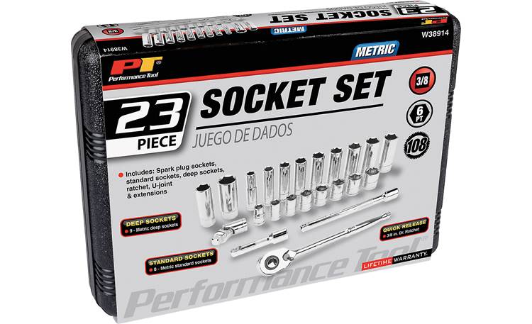 Performance Tool W38914 23-piece 3/8" drive socket wrench set — metric ...