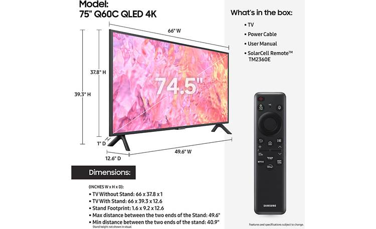 Samsung QN75Q60C (75") Q60C 4K Smart QLED UHD TV with HDR at Crutchfield