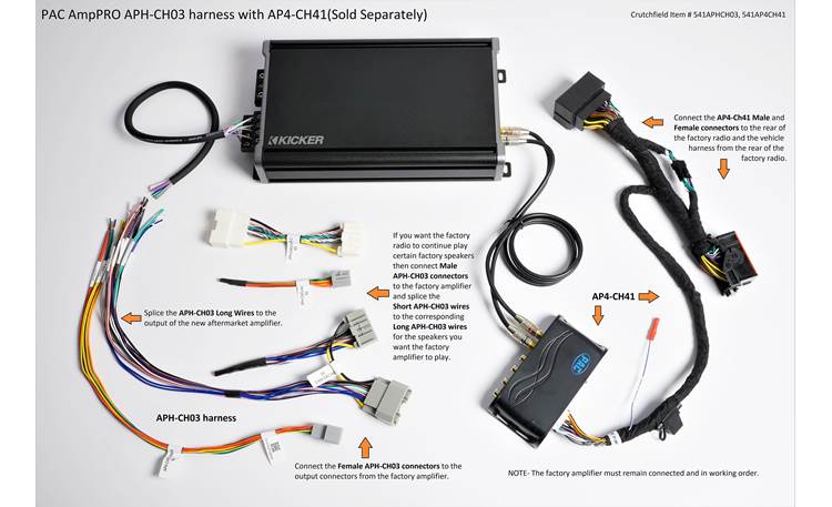 PAC APH-CH03 AmpPro Harness T-harness for adding an aftermarket amp ...