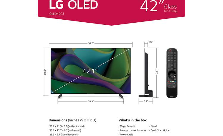 LG OLED42C3PUA (42") C3 OLED evo Smart 4K UHD TV with HDR at Crutchfield