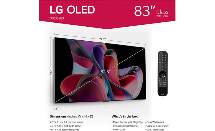 LG OLED83G3PUA (83") G3 OLED evo Smart 4K UHD TV with HDR at Crutchfield