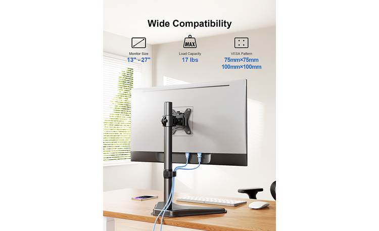ErgoAV ERDAM1-01B Adjustable-height desktop stand for monitors 13" to ...