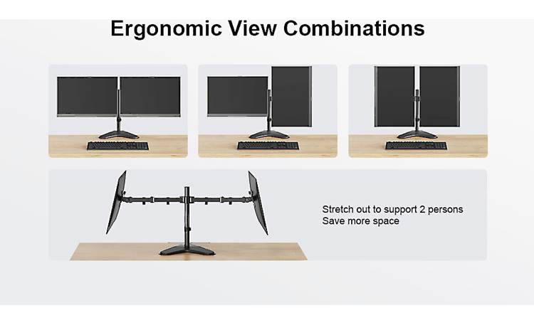 ErgoAV ERDAM4-01B Adjustable-height desktop stand for dual monitors 13 ...