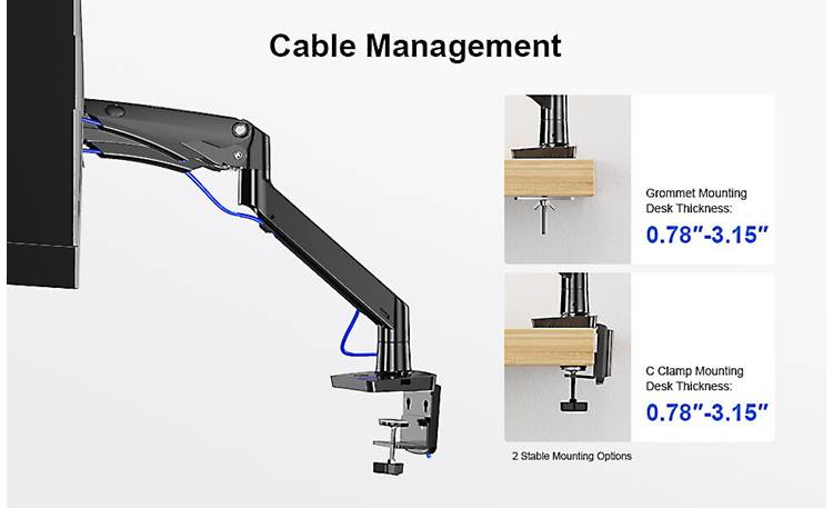 ErgoAV ERDGM2-01B Adjustable-height gas spring mounting arm for ...