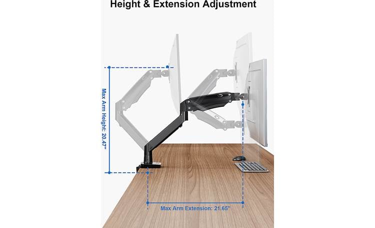 ErgoAV ERDGM2-01B Adjustable-height gas spring mounting arm for ...