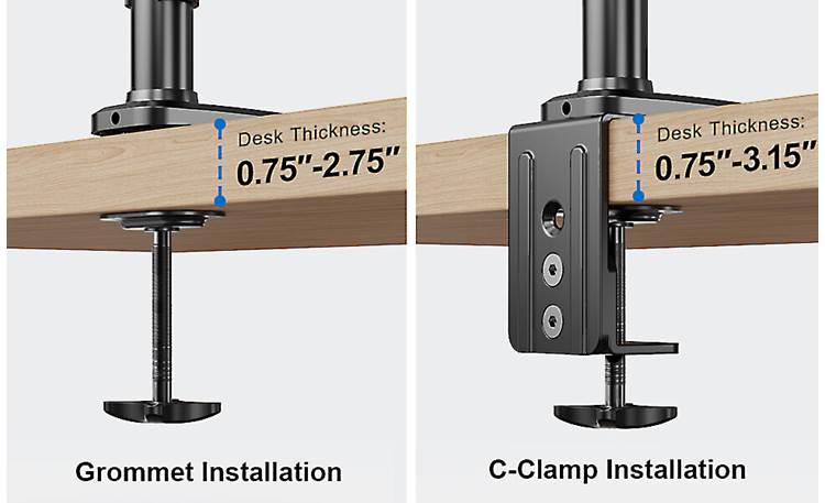 ErgoAV ERDGM4 Adjustable-height gas-spring mount for triple monitors 13 ...