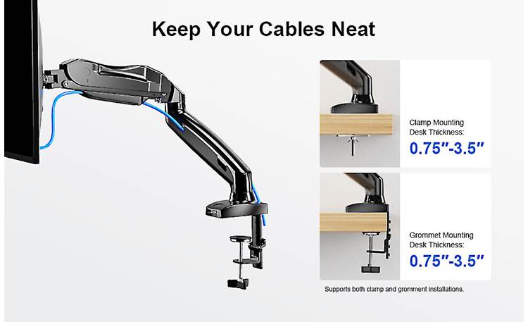 ErgoAV ERDGS1-01B Adjustable-height gas spring mounting arm for ...