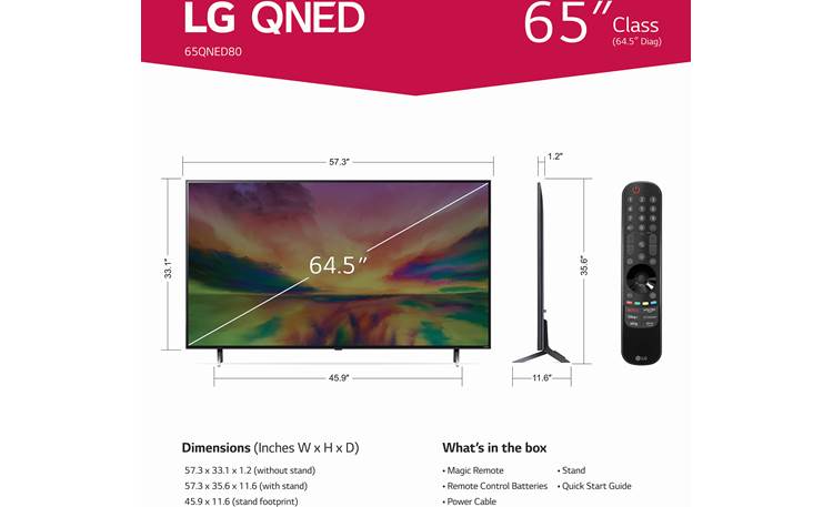 LG 65QNED80URA (65") QNED 80 Series Quantum Dot NanoCell Smart LED 4K ...