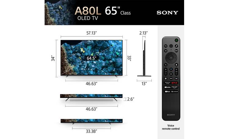 Sony BRAVIA XR65A80L (65") A80L Smart OLED 4K TV with HDR at Crutchfield
