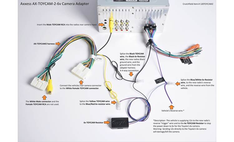 Metra AX-TOYCAM2-6V Backup Cam Adapter Connect the factory back-up ...