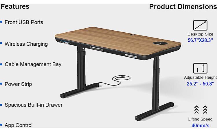 ErgoFx Adjustable-height Standing Desk (ERDS1-01) (Walnut Woodgrain Top ...