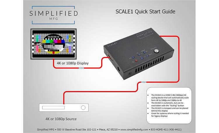 Simplified MFG SCALE1 4K-compatible HDMI scaler (1 in, 1 out) and ...