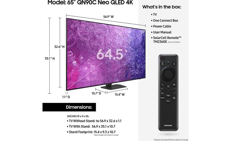 Samsung QN65QN90C (65") Smart Neo QLED 4K UHD TV with HDR at Crutchfield