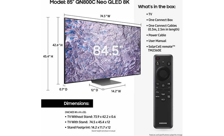 Samsung QN85QN800C (85") QN800C 8K Smart Neo QLED TV with HDR at ...