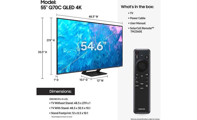 Samsung QN55Q70C (55") Q70C 4K Smart QLED UHD TV with HDR at Crutchfield