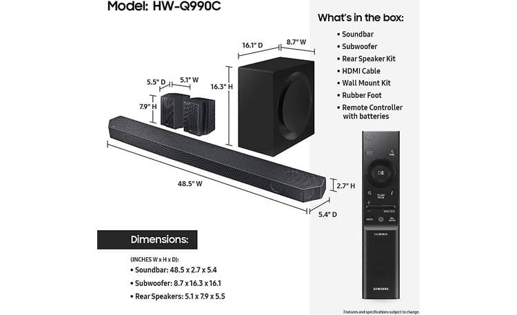 Samsung HW-Q990C Powered 11.1.4-channel sound bar system with Wi-Fi ...