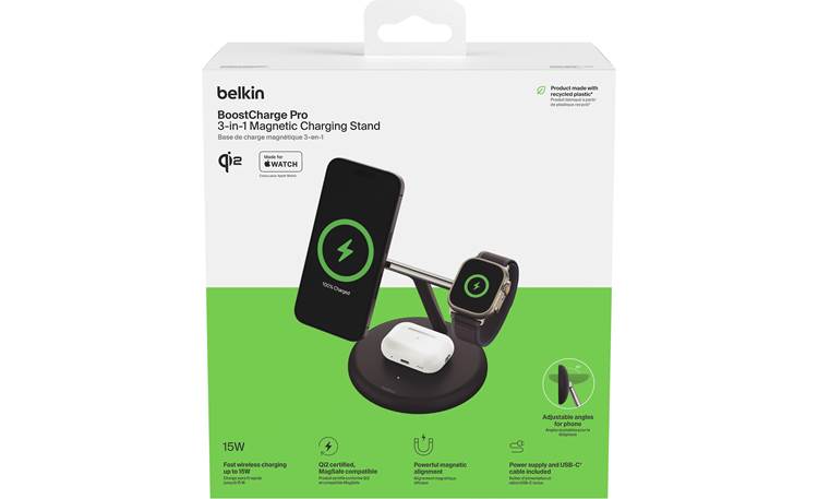 Belkin BoostCharge Pro (Black) 3-in-1 wireless charging stand with 15 ...