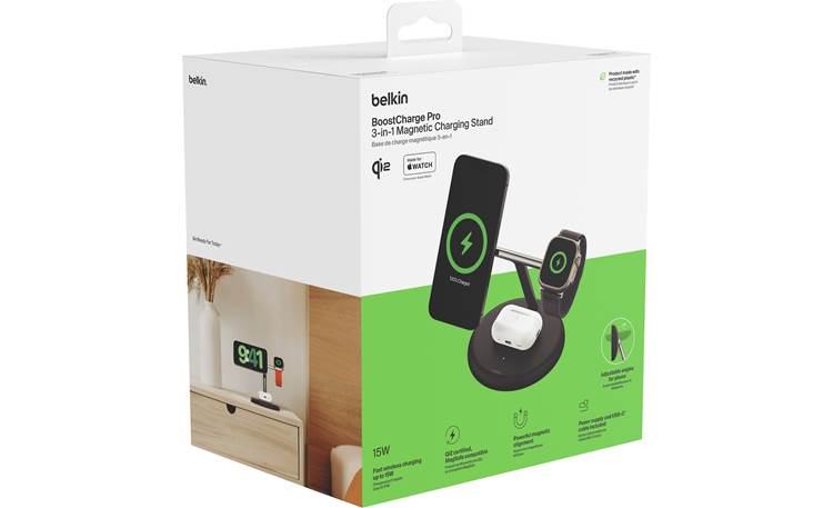 Belkin BoostCharge Pro (Black) 3-in-1 wireless charging stand with 15 ...