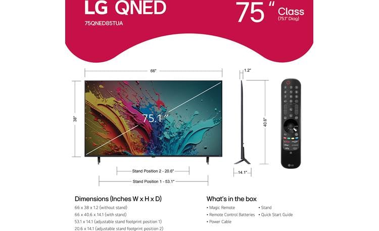 LG 75QNED85TUA (75") QNED 85 Series Quantum Dot NanoCell 4K UHD LED TV ...