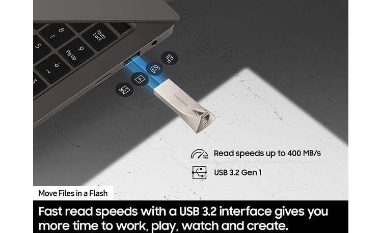 Samsung BAR Plus Flash Drive 512GB (Titan Gray) USB 3.2 Type-A flash ...