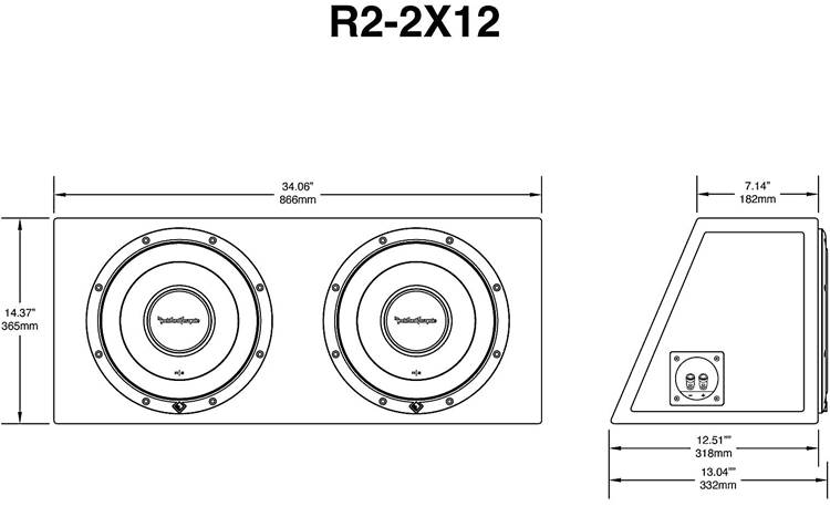Rockford Fosgate Prime R2-2X12 Sealed enclosure with two 12" Prime R2D2 ...