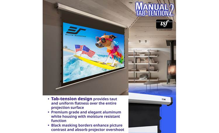 Elite Screens Manual Tab-Tension 2 (106") Manual, tab-tensioned ...