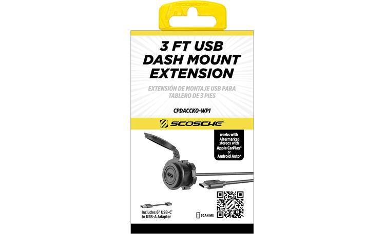 Scosche StrikeLine™ Dash-Port 3' USB-C cable extension with dash mount ...