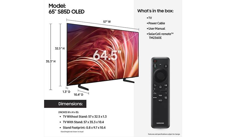 Samsung QN65S85D (65") S85D OLED 4K UHD Smart TV at Crutchfield