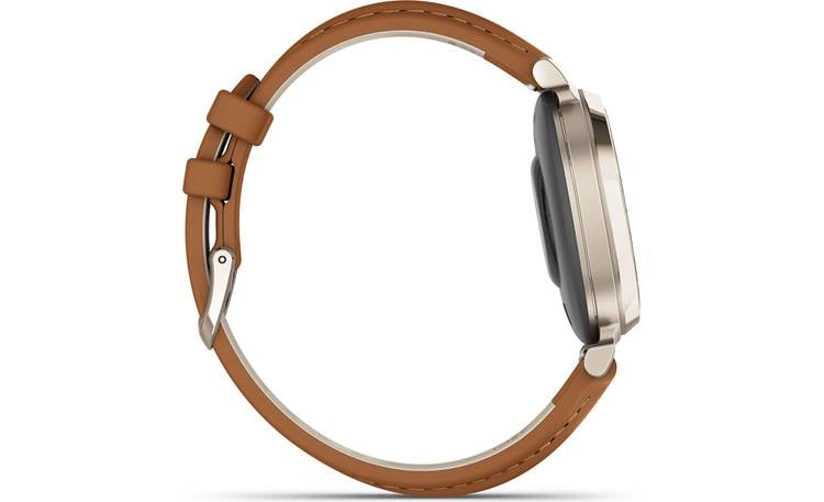 Garmin Lily 2 Classic (Cream Gold bezel, Tan leather band) Smartwatch ...