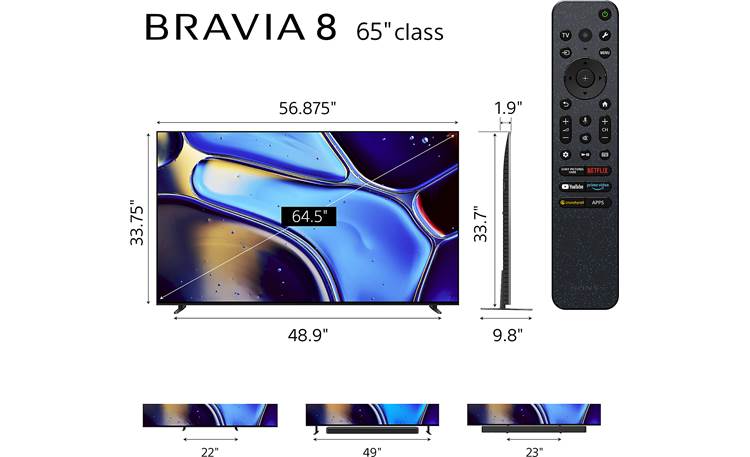 Sony BRAVIA 8 (K65XR80) (65") Smart OLED 4K TV with HDR at Crutchfield