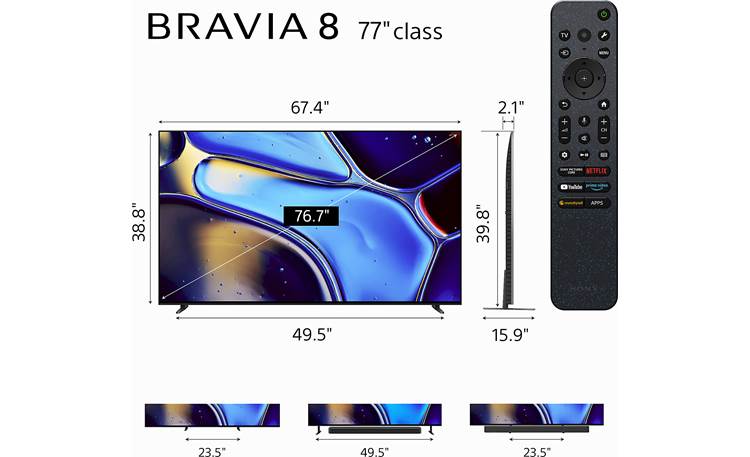 Sony BRAVIA 8 (K77XR80) (77") Smart OLED 4K TV with HDR at Crutchfield