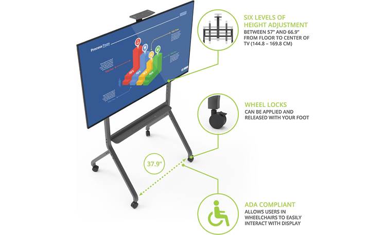 Kanto MTP100 Rolling pedestal A/V cart for TVs 55"-100" at Crutchfield