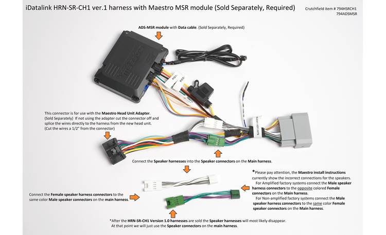iDatalink HRN-SR-CH1 Vehicle-specific Harness Connect a new car stereo ...
