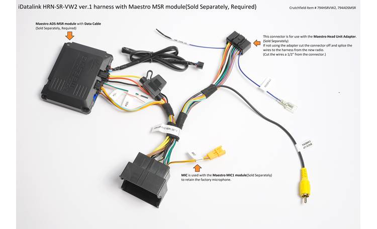 iDatalink HRN-SR-VW2 Vehicle-specific Harness ( ADS-MSR module also ...