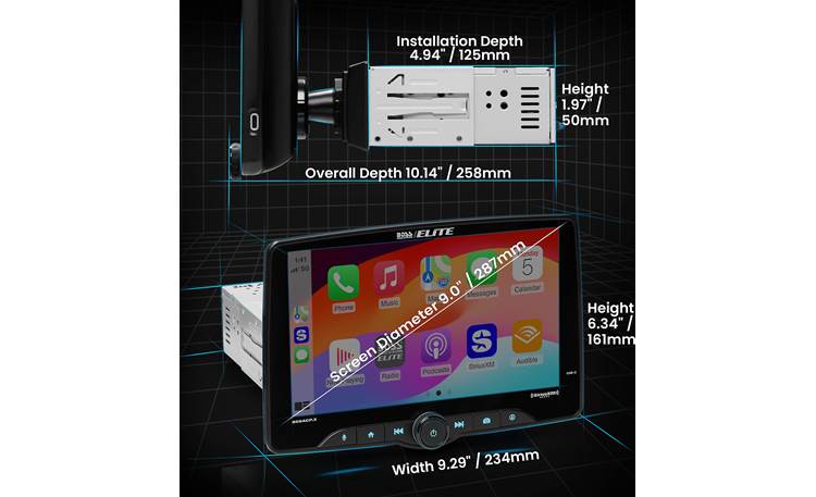 BOSS Audio Elite BE9ACP.WX Digital multimedia receiver at Crutchfield