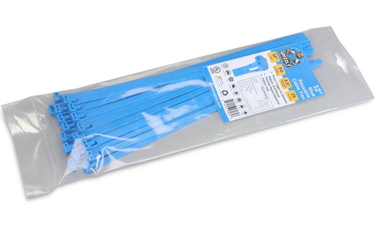 Grizzly Supply Reusable Cable Ties (12" Blue, 50lb, 25 count) Reusable cable ties at Crutchfield