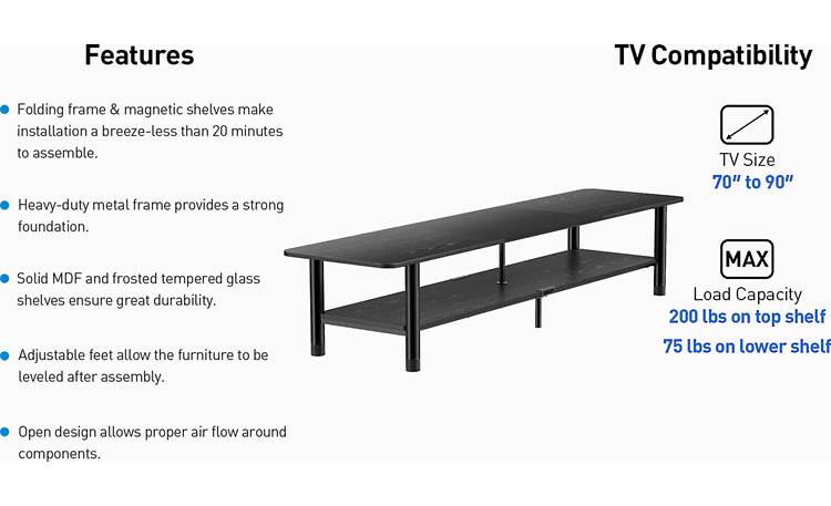 ErgoAV Flexfold Collection Folding-frame stand for TVs up to 98" at ...