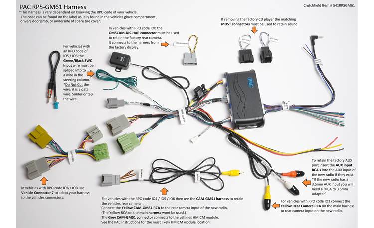 PAC RadioPRO RP5-GM61 Wiring Interface Retain steering wheel controls, OnStar®, Bluetooth ...