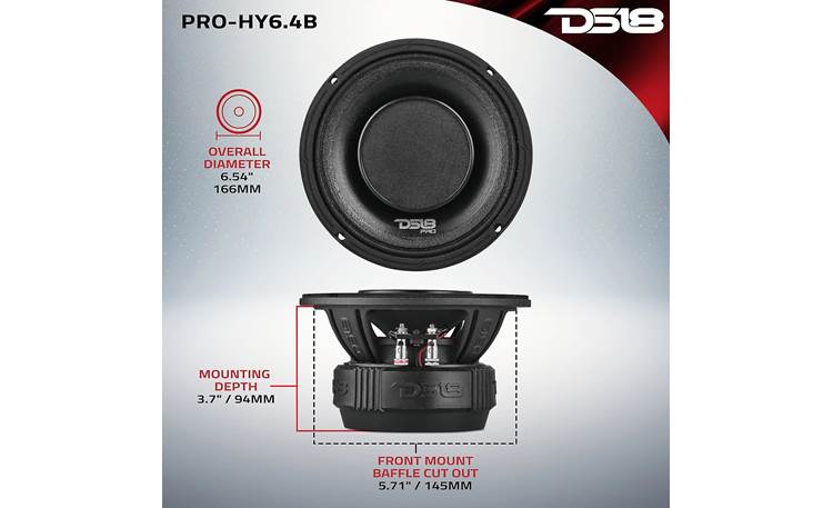 DS18 PRO-HY6.4B Pro 6-1/2" weather-resistant midrange speaker with ...